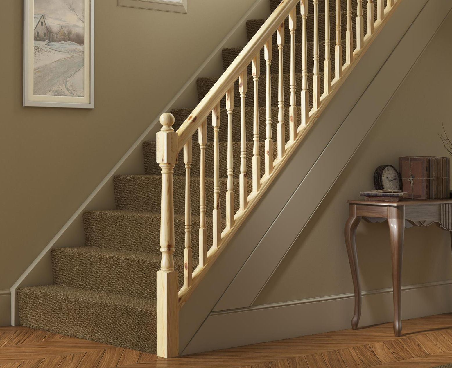 Pine 82mm Complete Colonial Stair Newel Post Blueprint Joinery
